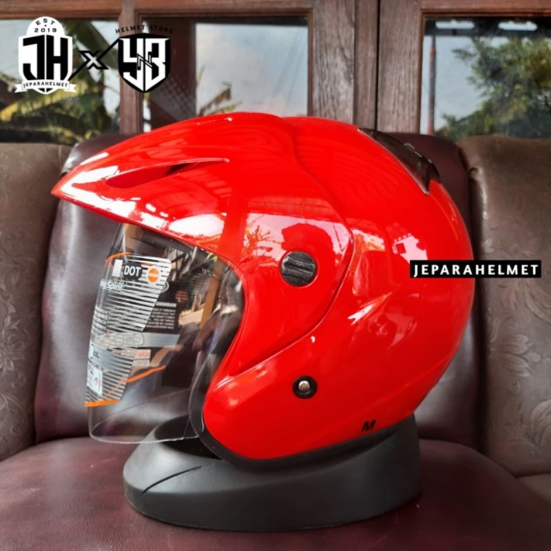 Jual Helm Half Face INK CX22 Solid Polos Fire Red Merah Original | INK ...