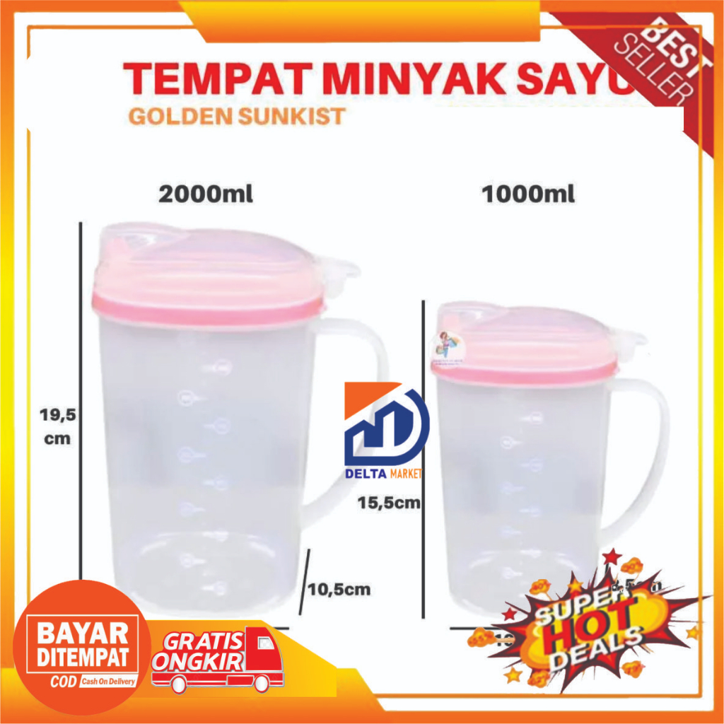 Jual Wadah minyak golden lemon 2 liter tempat minyak botol minyak 2 ...