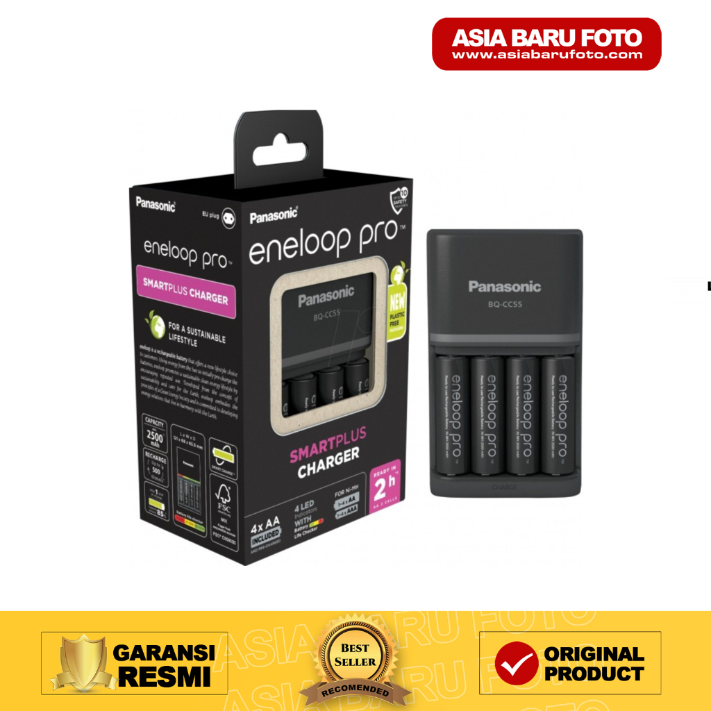 Jual PANASONIC ENELOOP PRO SMART PLUS CHARGER + 4 BATERAI AA 2500MAH ...