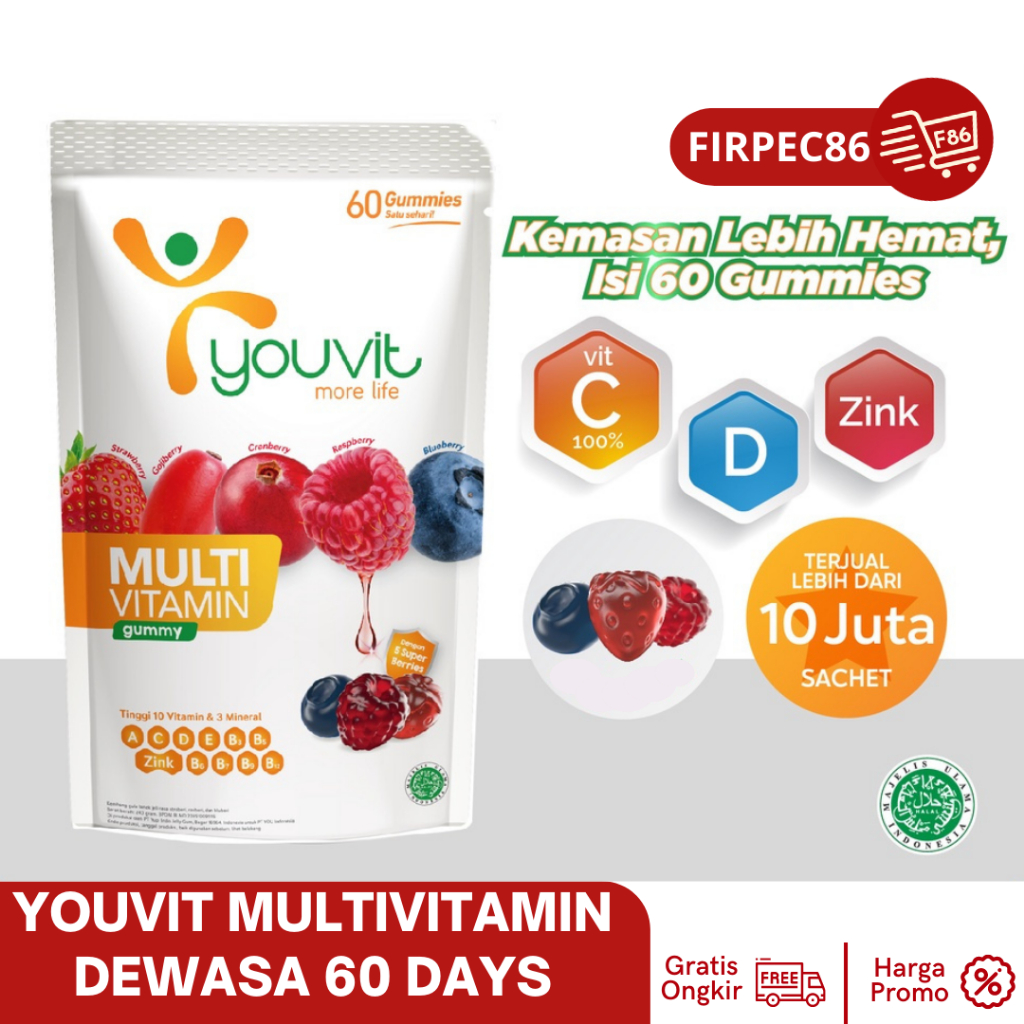 Jual YOUVIT Multivitamin Gummy Adult 60 Days | Youvit Multivitamin Dewasa 60 Hari dengan Vitamin ...