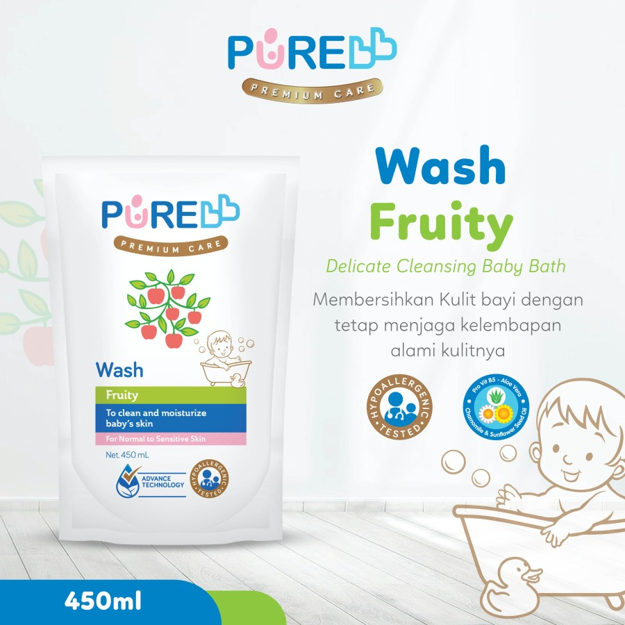 Jual Pure Baby Wash Sabun Mandi Bayi Fruity Refill 450ml | Shopee Indonesia