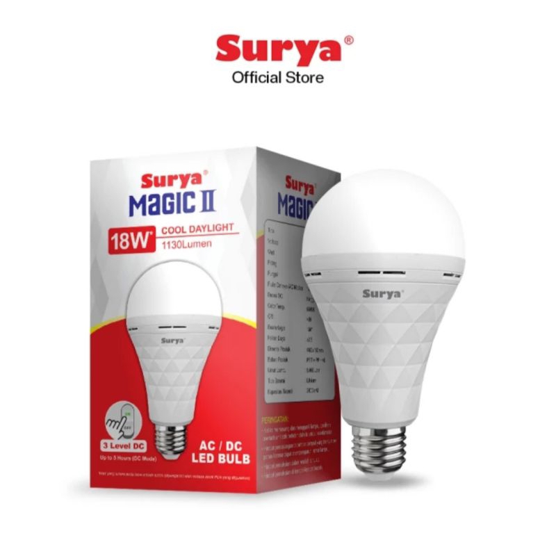 Jual SURYA LAMPU LED EMERGENCY MAGIC 9W 12W 18W ARASHI AC DC 9 12 18 WATT SUNSONIC GENIUS AJAIB ...