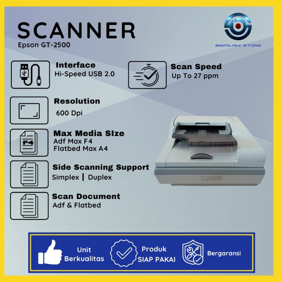 Jual Scanner F4 Epson GT-2500 Dengan ADF Untuk Scan Ukuran Folio F4 ...