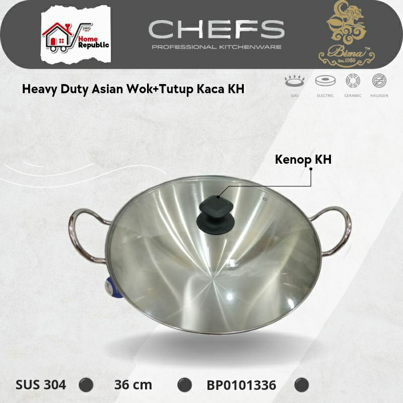 Jual BIMA CHEFS ASIAN WOK WAJAN KUALI STAINLESS 32CM 36CM / 304 - ASIAN ...