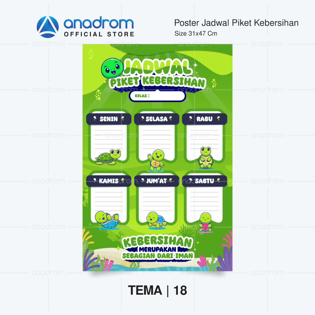 Jual Poster Jadwal Piket Kebersihan Kelas | Poster Piket Kelas | Poster ...