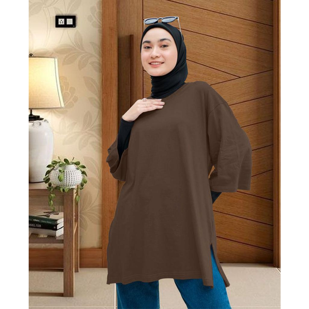 Jual Kaos Oversize Top Hijab Wanita Basic Babyterry Polos / Oversize ...