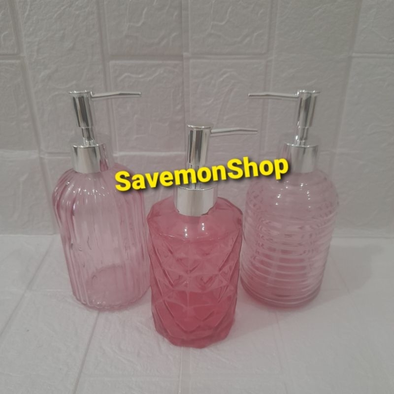 Jual Botol Sabun Kaca Pink Ungu Pompa Dispenser Sabun Sampo Kamar Mandi ...
