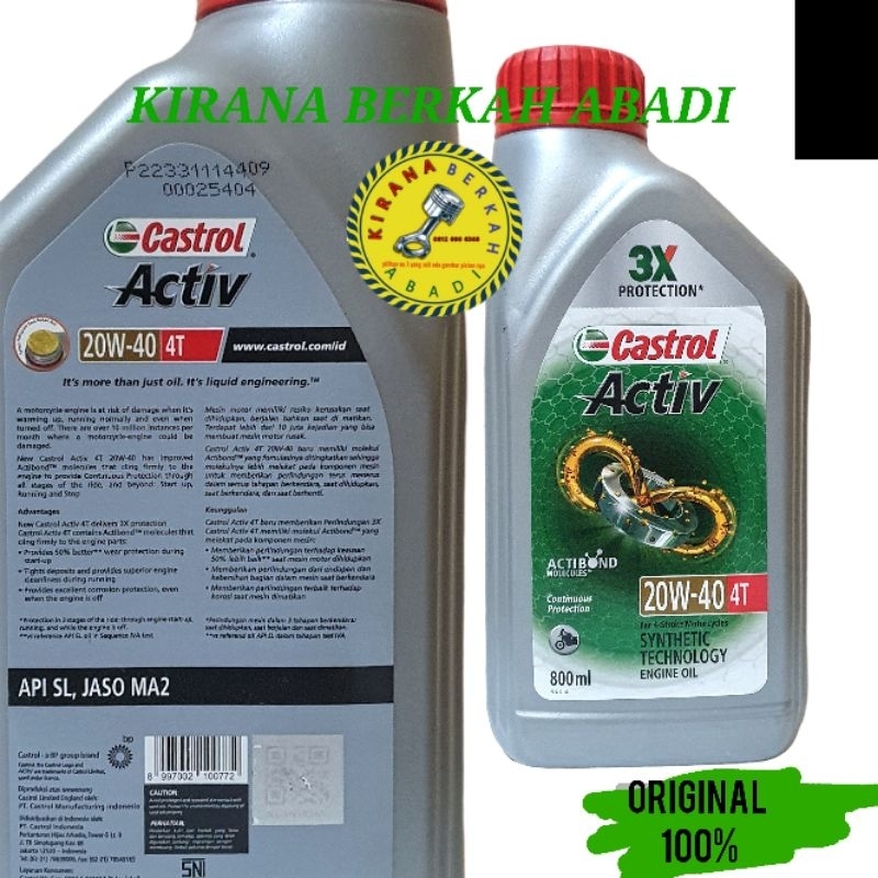 Jual CASTROL ACTIVE 4T 20W40 SL 0.8ML | Shopee Indonesia