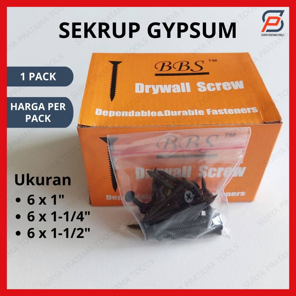 Jual Sekrup Gypsum Per Pack Baja Baut Skrup Gipsum Kayu Drywall Screw ...
