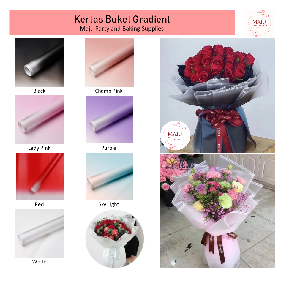 Jual (20 lembar per pax) Kertas Buket Gradient Gradasi / Flower ...