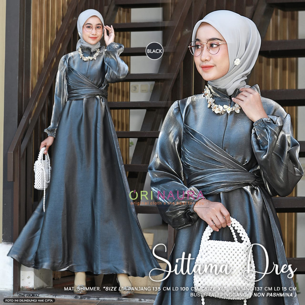 Jual Shimmer Dress Shimmer Dres Silk Premium Gamis Muslim Wanita