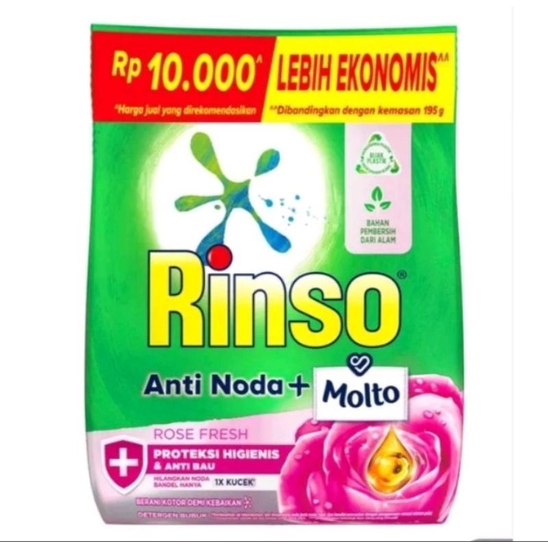 Jual RINSO ANTI NODA + MOLTO 380 GR / DETERGEN BUBUK RINSO 380 GR ...