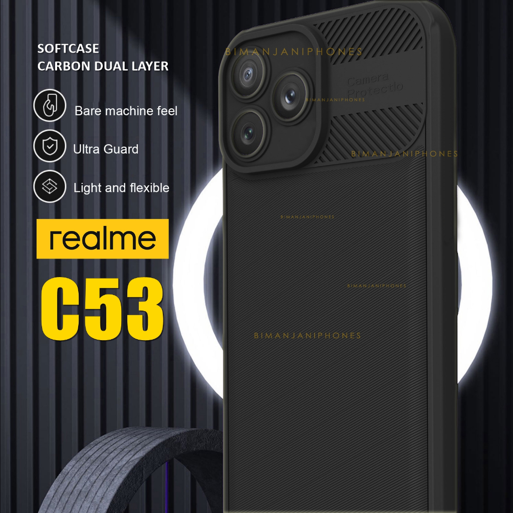 Jual Realme C51 C53 C55 Soft Case Dual Layer Rugged Carbon Slim Armor ...