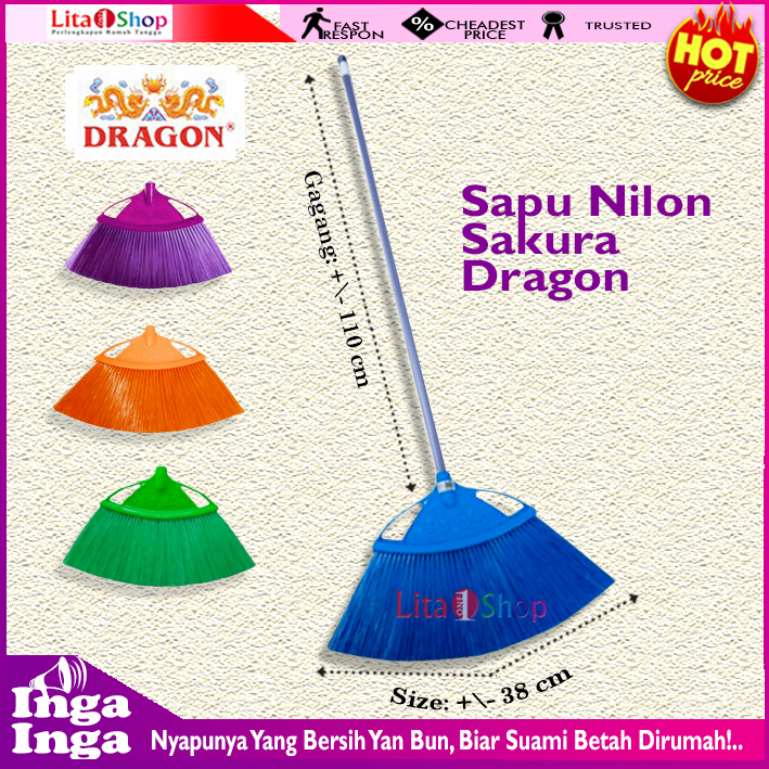 Jual Sapu Lantai Plastik Dragon Sapu Nilon Sakura Plus Gagang | Shopee ...