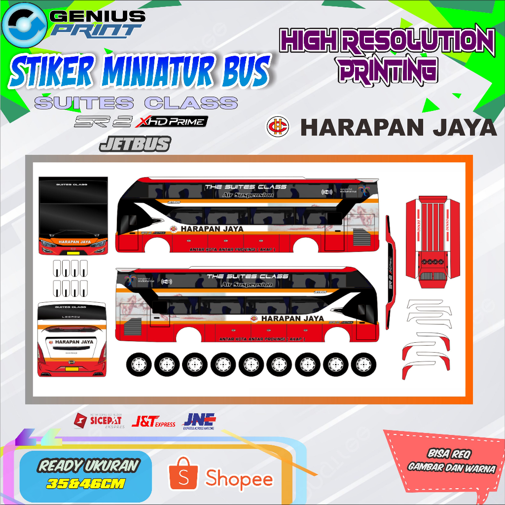 Jual Stiker Miniatur Bus Suites Class Livery Harapan Jaya | Gunung ...