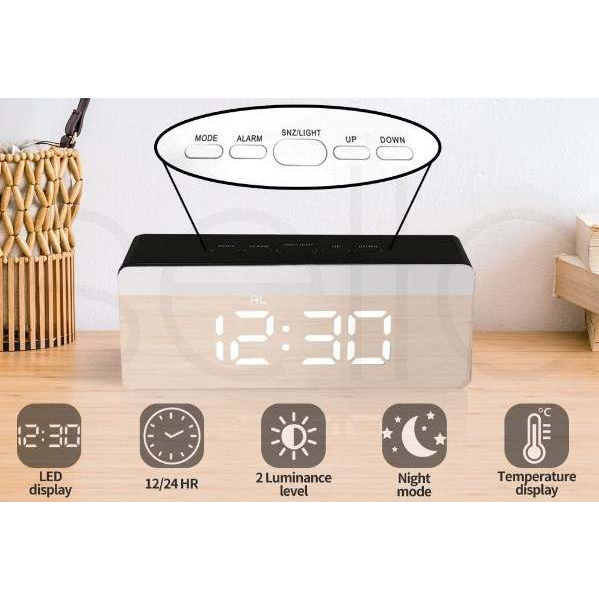 Jual Dems Speaker Jam Bluetooth Stereo Led Mirror Display / Digital ...