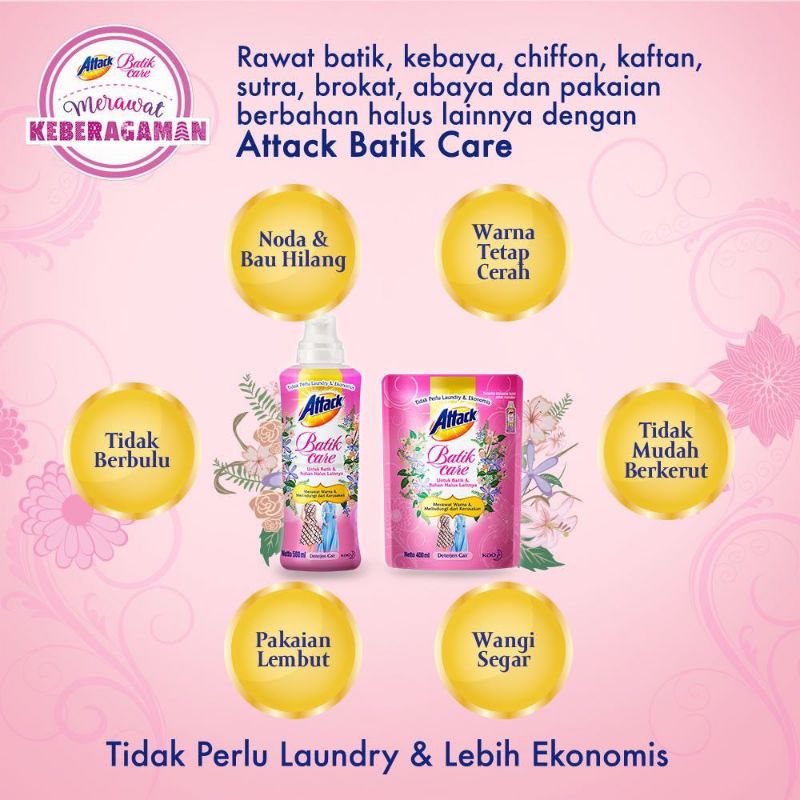 Jual Attack Batik Care Deterjen Cair 400 ml | Shopee Indonesia