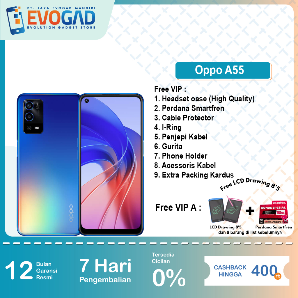 Jual Oppo A55 4/64 dan Oppo A54 6/128 GARANSI Resmi FREE GIFT | Shopee ...
