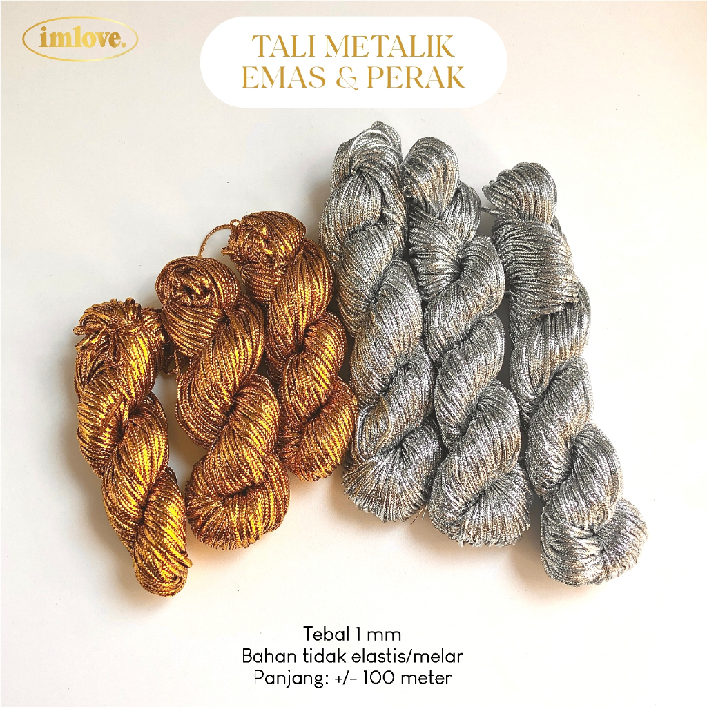 Jual Tali Metalik Emas Perak 1mm Gold Silver Souvenir Hampers Parcel ...
