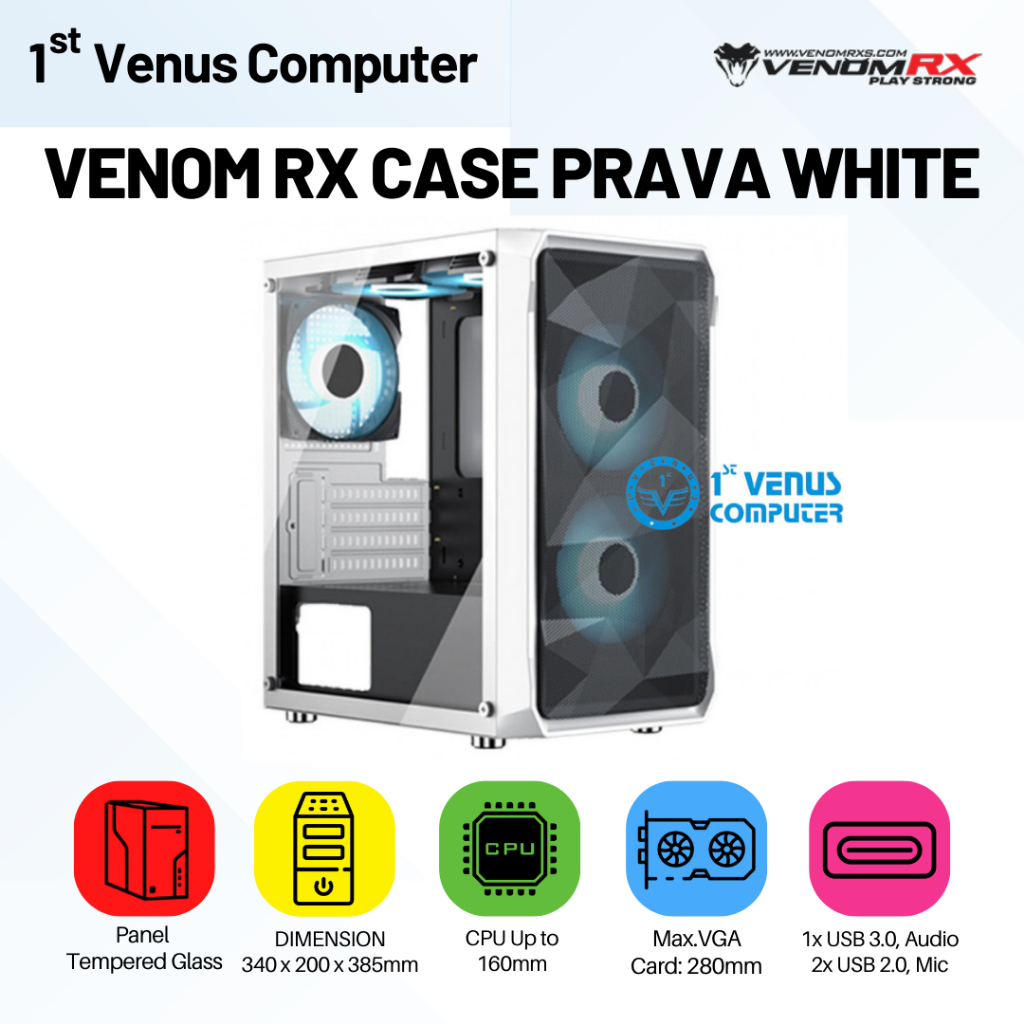 Jual VENOMRX PRAVA TEMPERED GLASS SLIDE M-ATX GAMING CASE VENOM RX ...