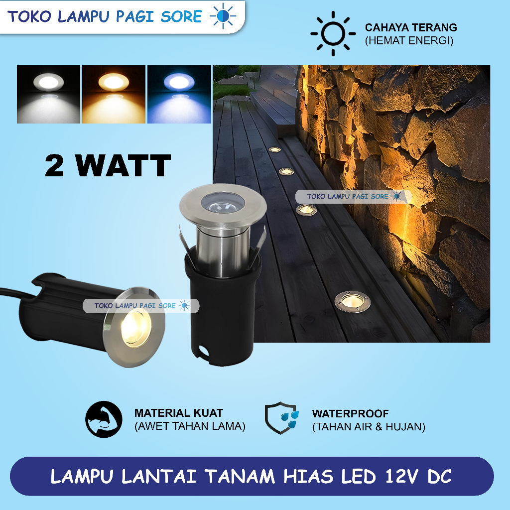 Jual Lampu Lantai LED Tanam Taman Outdoor Uplight 12V 12 Volt DC ...