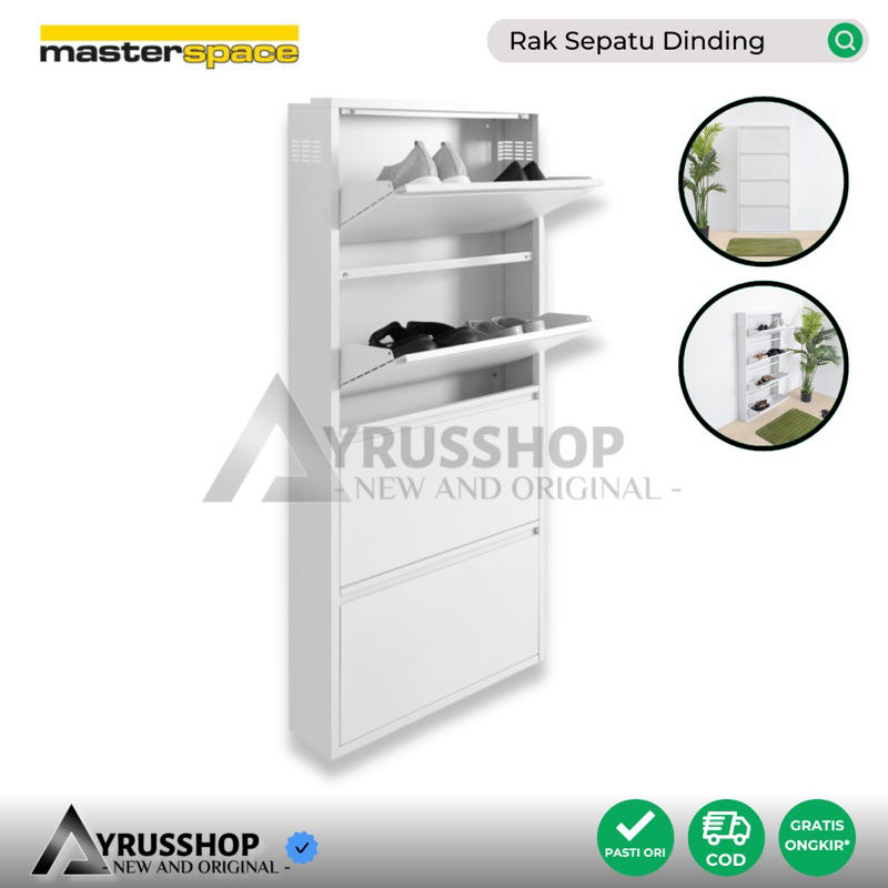 Jual Rak Lemari Sepatu Metal Tempel Dinding 4 Tingkat Masterspace ...