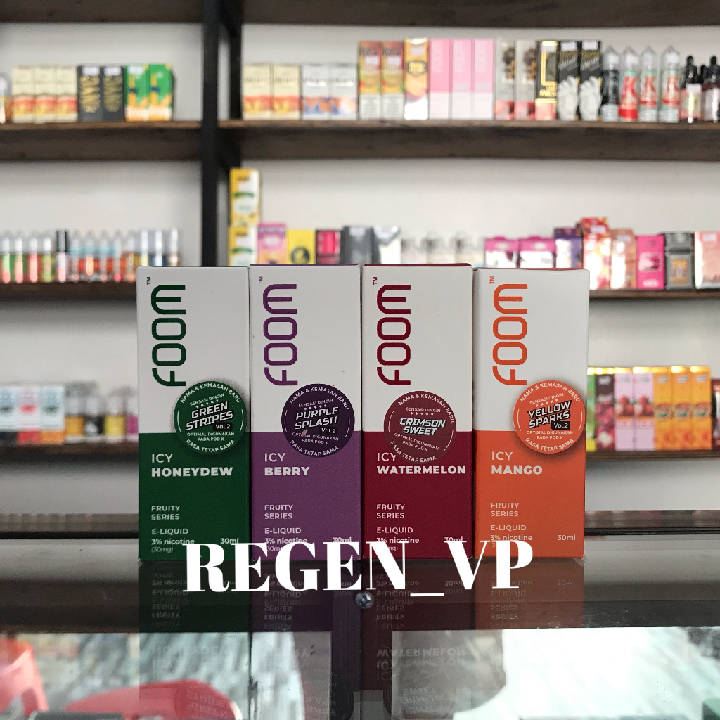 Jual LIQUID FOOM FRUITY SERIES GREEN STRIPES YELLOW SPARK PURPLE SPLASH ...