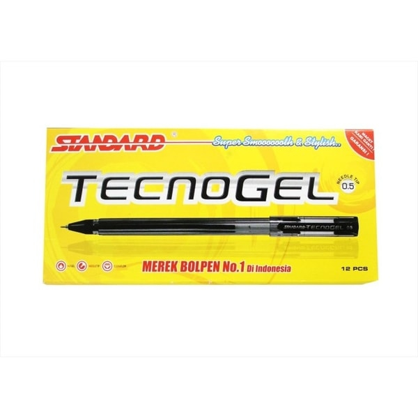 Jual Pulpen Standard Tecnogel Ballpoint Gel 0.5mm - Hitam (Pack isi 12 ...