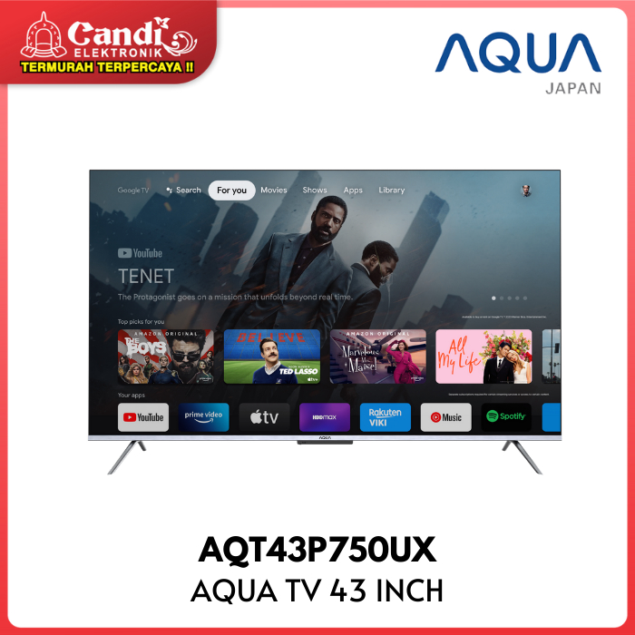 Jual TV AQUA AQT43P750UX 4K HDR Google TV 43 inch HQLED AQT43P750UX | Shopee Indonesia