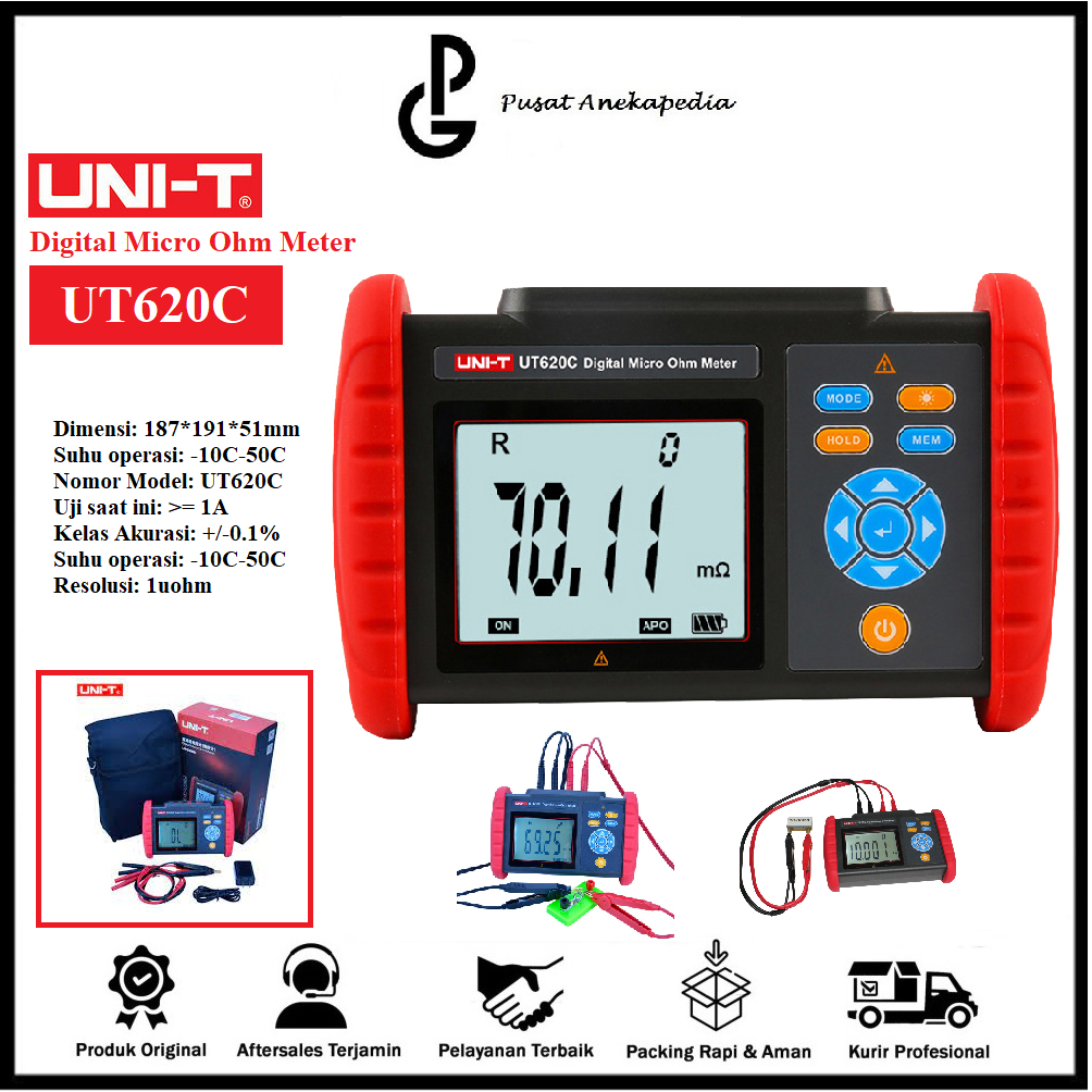 Jual UNI-T UT620C Digital Micro Ohm Meter DC Low Resistance Meter Kabel ...