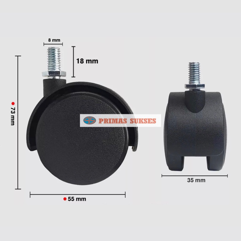 Jual Roda Castor Kastor Drat 2” Plastik Kursi Putar PER BUAH | Shopee ...