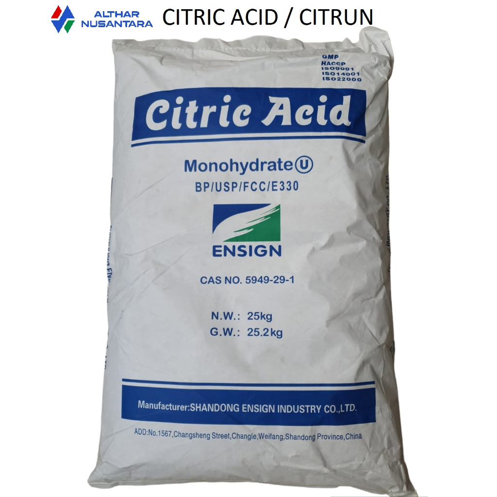 Jual Citrun / Citric acid Monohydrate ENSIGN - Kemasan 25 kg | Shopee ...