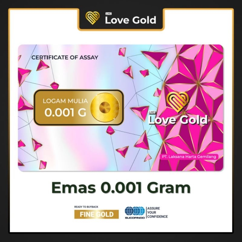 Jual Lovegold love Gold emas mini Logam mulia 0.001 gram perhiasan kita ...