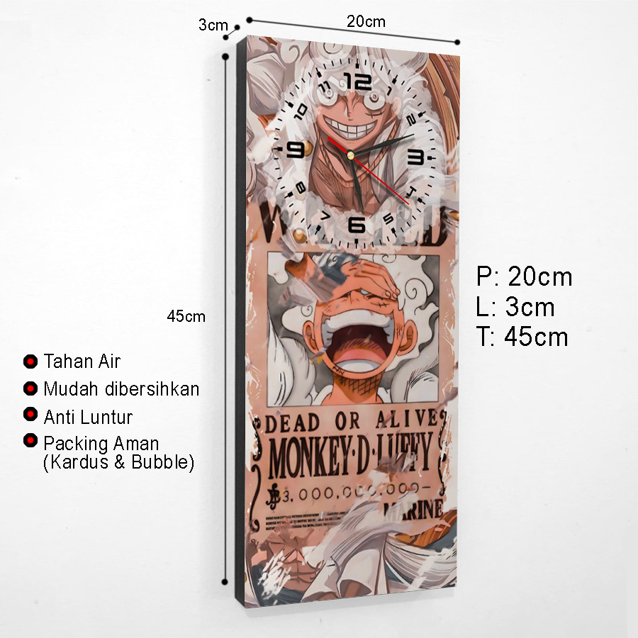 Jual Jam Dinding One Piece Gear 5 Bounty Luffy Hiasan Dinding Kamar ...