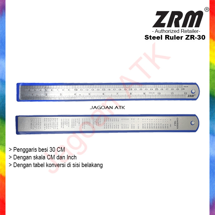 Jual Penggaris Besi ZRM 30 CM (ZR-30) 1 Box 12 Pcs | Shopee Indonesia