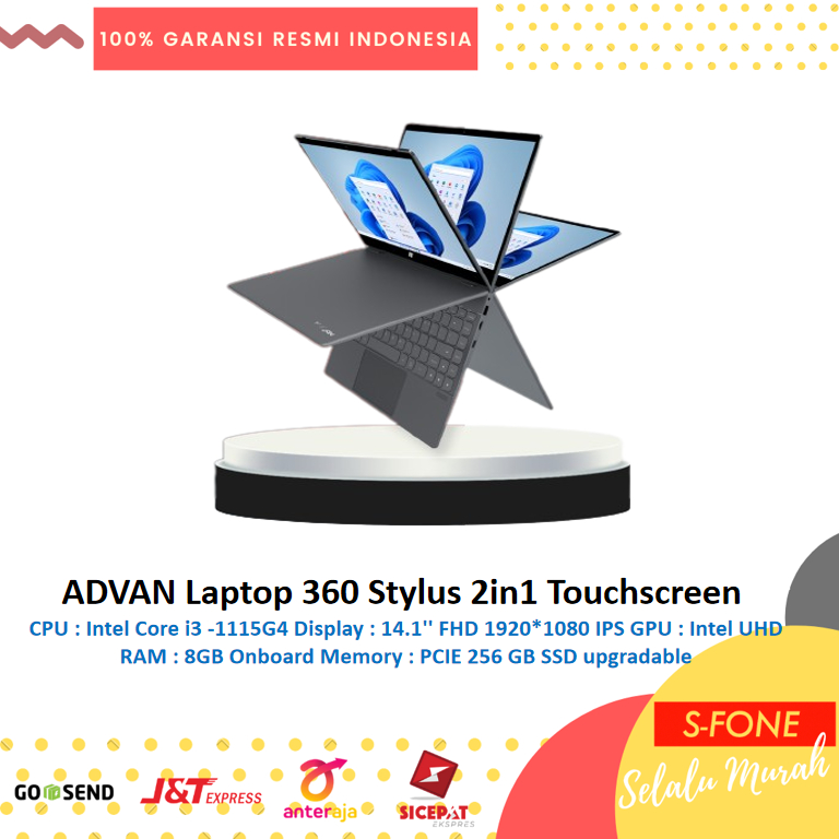 Jual ADVAN Laptop 360 Stylus 2in1 Touchscreen - Intel i3/ i5 14.1'' FHD ...