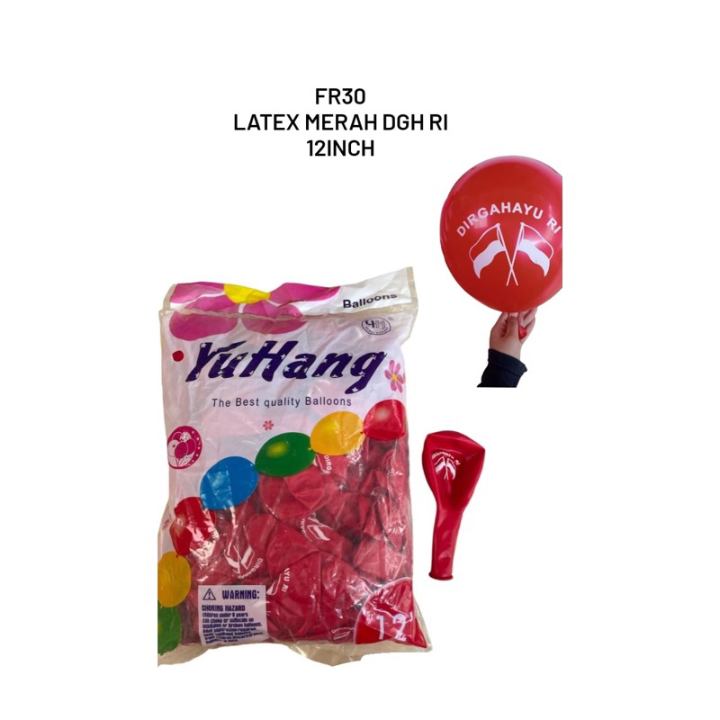 Jual (50 pcs) Balon Latex Dirgahayu ukuran 12 inch / Balon Ri/Balon 17 ...