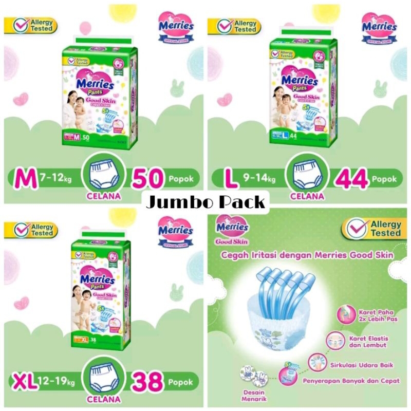 Jual Merries Diapers Baby Popok Celana Bayi M50 L44 XL38 L30 NB-S 40 ...