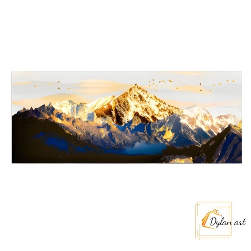 Jual lukisan abstrak modern gunung emas teksture plus frame dekorasi ...