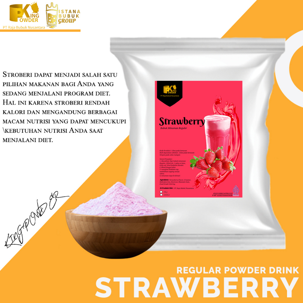 Jual Bubuk Strawberry 1Kg Bubuk Stroberi 1Kg Bubuk Rasa Stroberi 1Kg ...