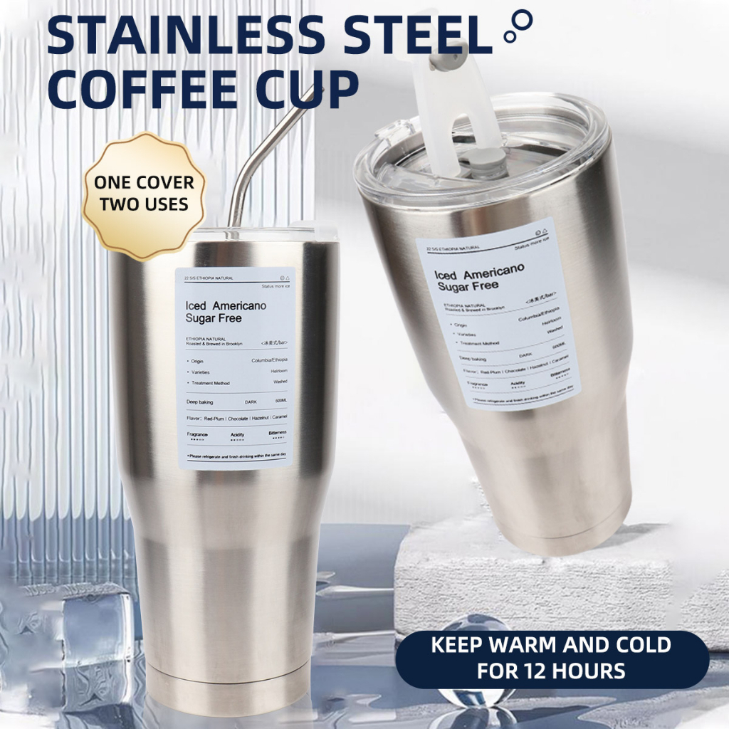 Jual 600ml/900ml Mug Tumbler Stainless Steel Termos Botol Air Baja Tahan Karat dengan Tutup ...