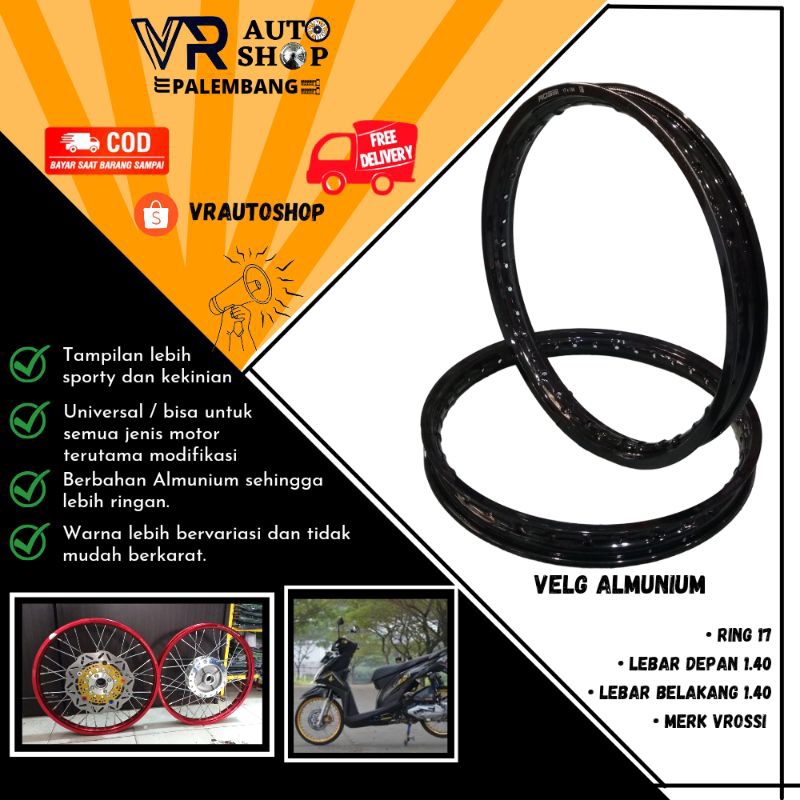 Jual Daunan 140 Ring 17 | Velg jarijari hitam glossy Vrossi | Variasi ...