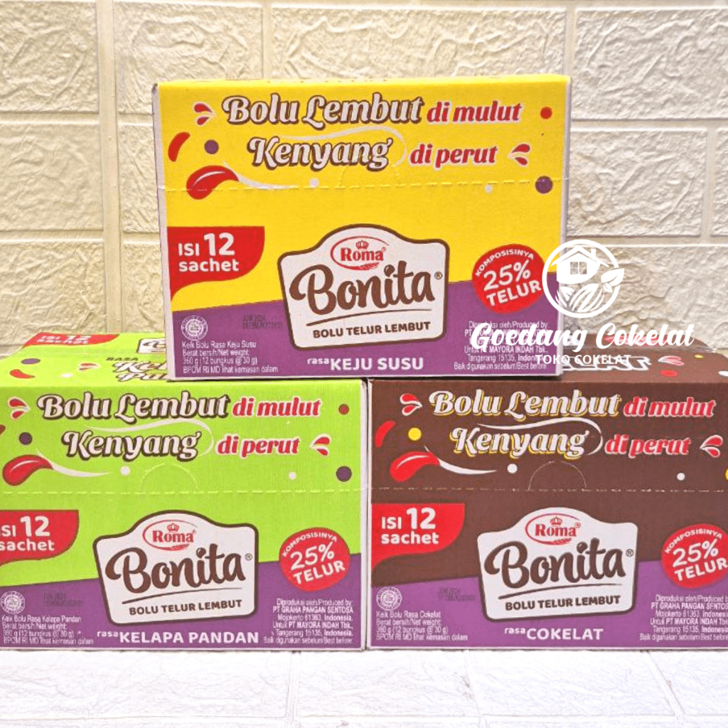 Jual Roma BONITA Bolu Telur Lembut Chocolate Cokelat Keju Susu Kelapa ...