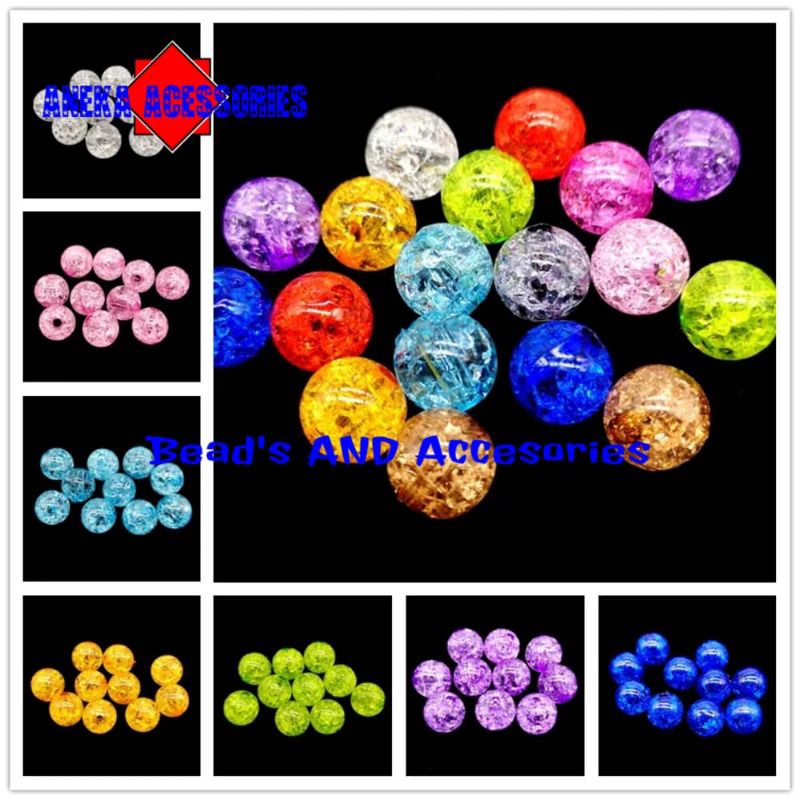 Jual (100PCS)MANIK ES RETAK MOTE AKRILIK MOTIF RETAK UK.06/08MM ...