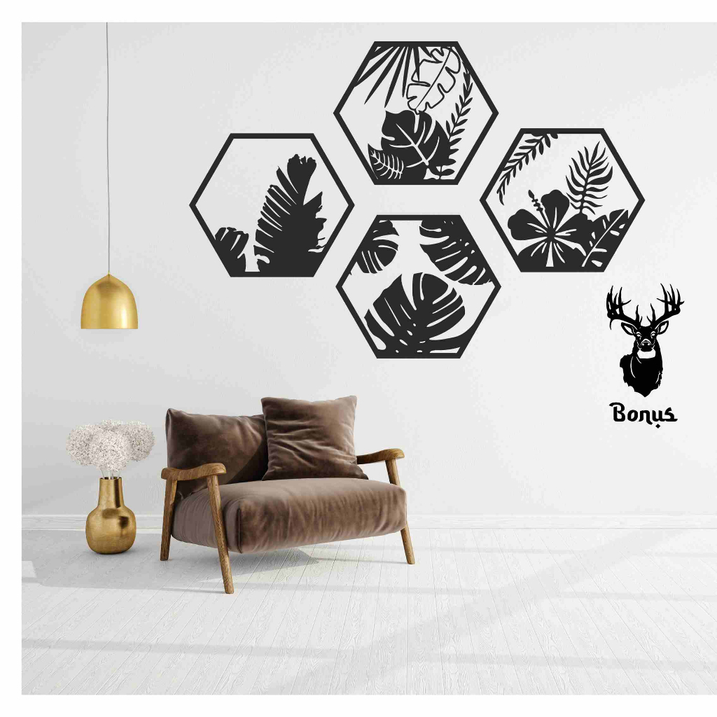 Jual Kreasi Kayu Hexagonal Leave (1 set 4 panel) | Shopee Indonesia