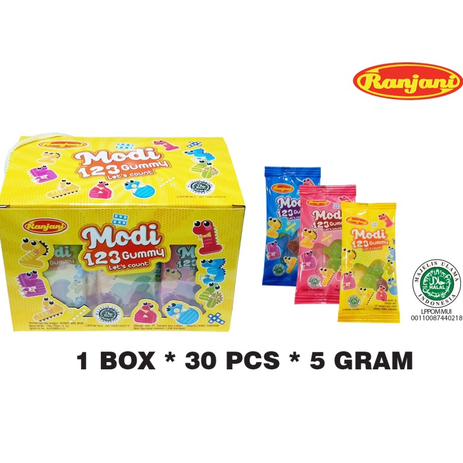 Jual PERMEN GUMMY MODI 123 LETS COUNT 1BOX ISI 30 PCS * 5 GRAM | Shopee ...