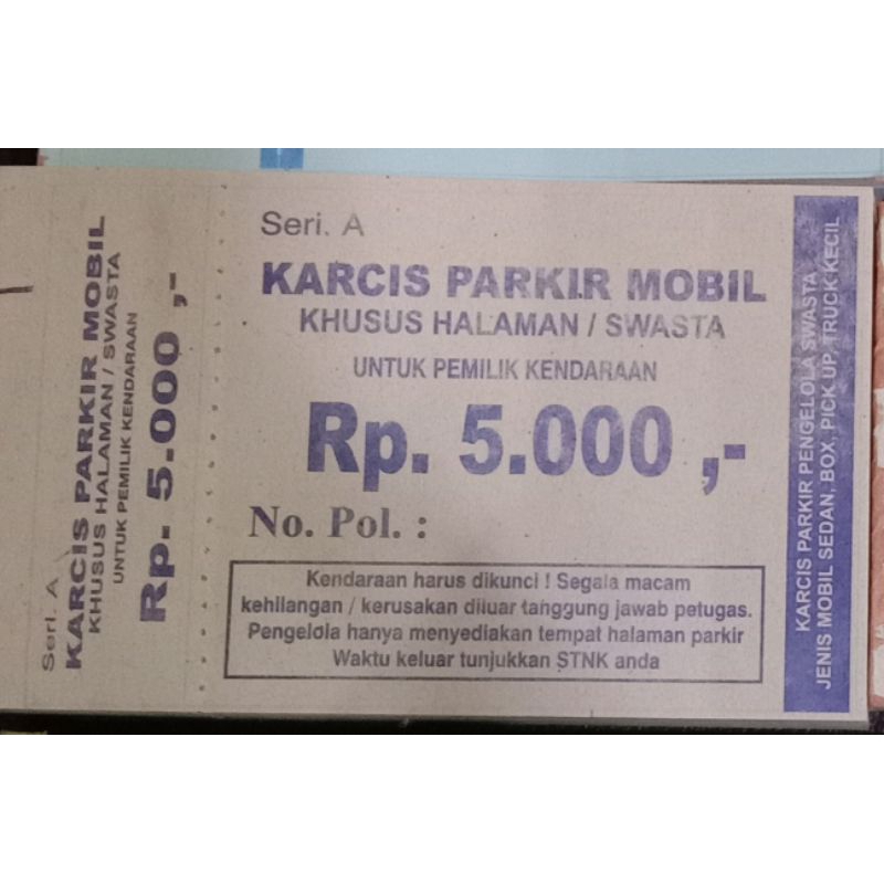 Jual Karcis Parkir mobil 5000 - 3 | Shopee Indonesia