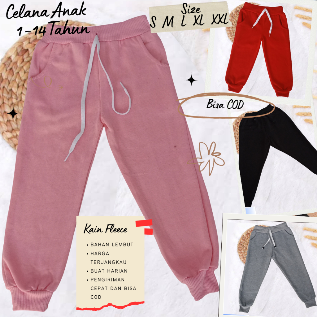 Jual CELANA PANJANG ANAK SANTAI TRAINING JOGGER PREMIUM OLAHRAGA LAKI LAKI COWOK PEREMPUAN USIA ...