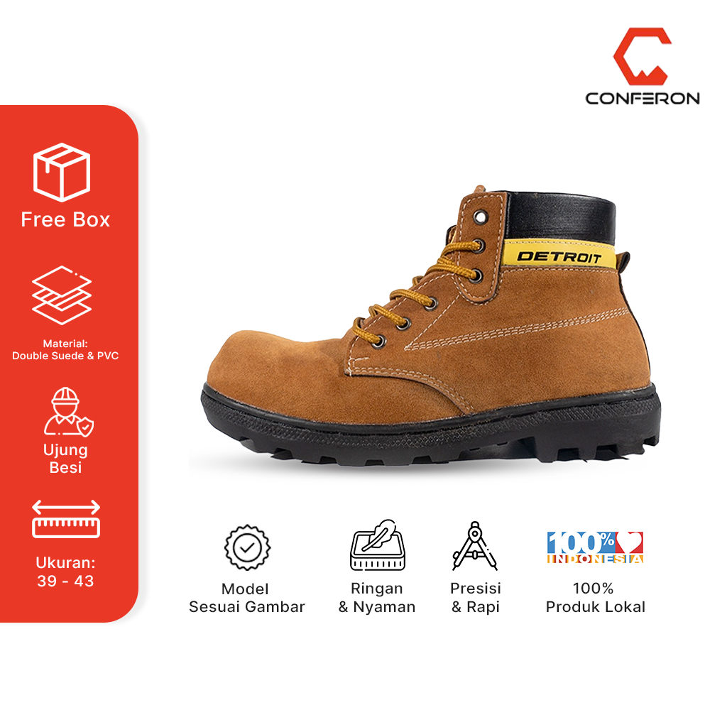 Jual Conferon - Sepatu Boot Detroit Cat Ujung Besi Ukuran 39 40 41 42 ...