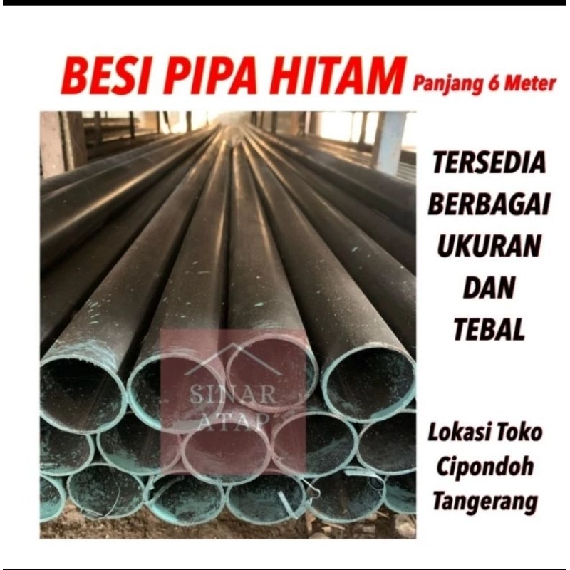 Jual Pipa Hitam 1/2" Tebal 1.2 mm Panjang 6 Meter | Shopee Indonesia